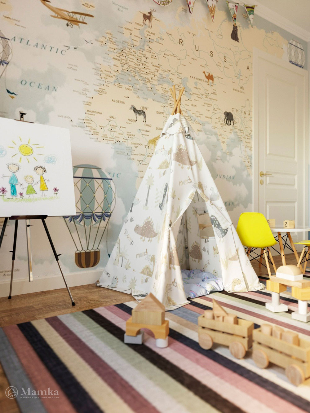 Дизайн детского уголка для мальчика в духе первооткрывателей